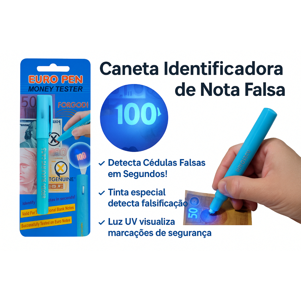 Caneta Identificadora De Nota Falsa – Teste Rápido e Preciso | Portátil ...