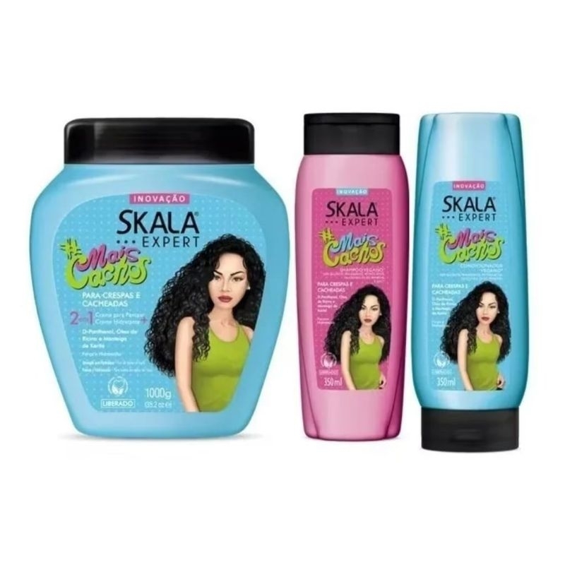 Kit Skala Completo MAIS CACHOS Shampoo e Condicionador 325ml + Creme de ...