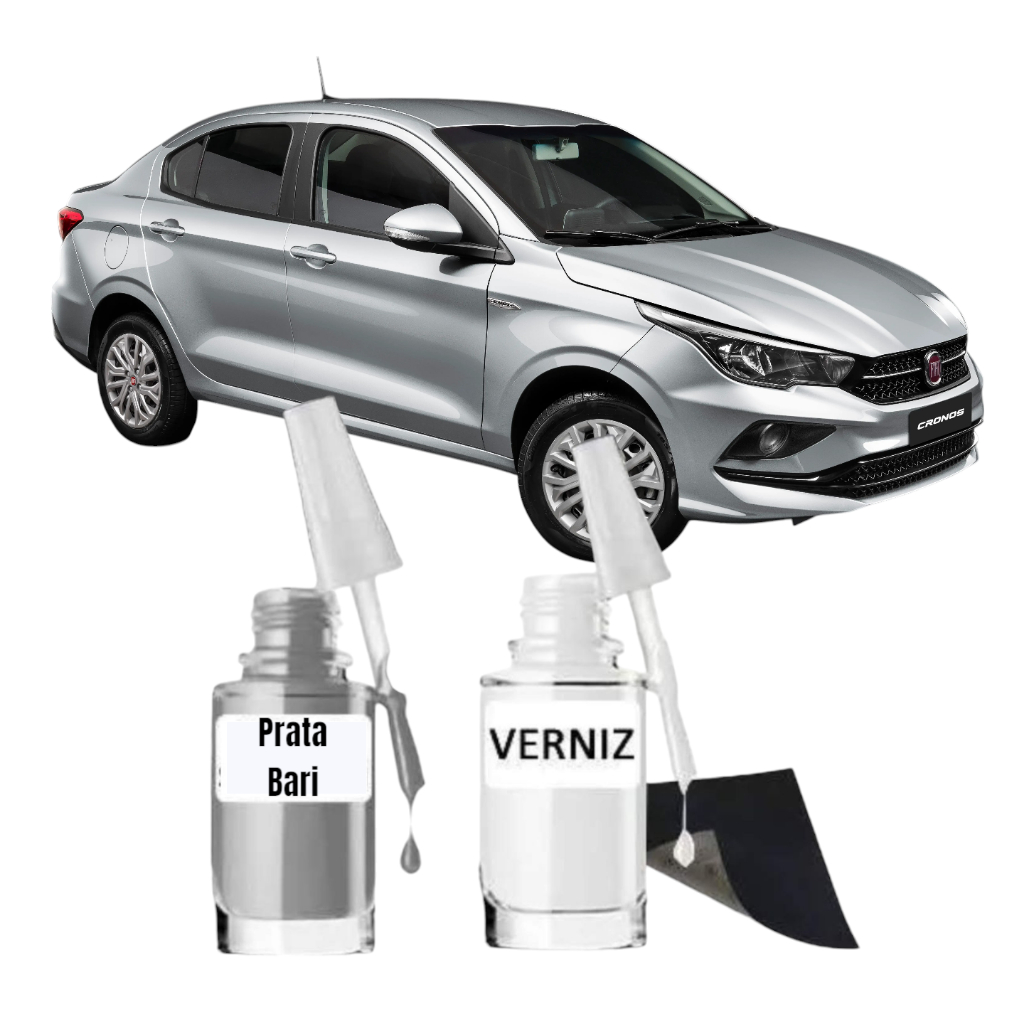 Tinta Tira Risco Auto Fiat Prata Bari Cronos + Verniz 10ml Uso Profissional | Shopee Brasil