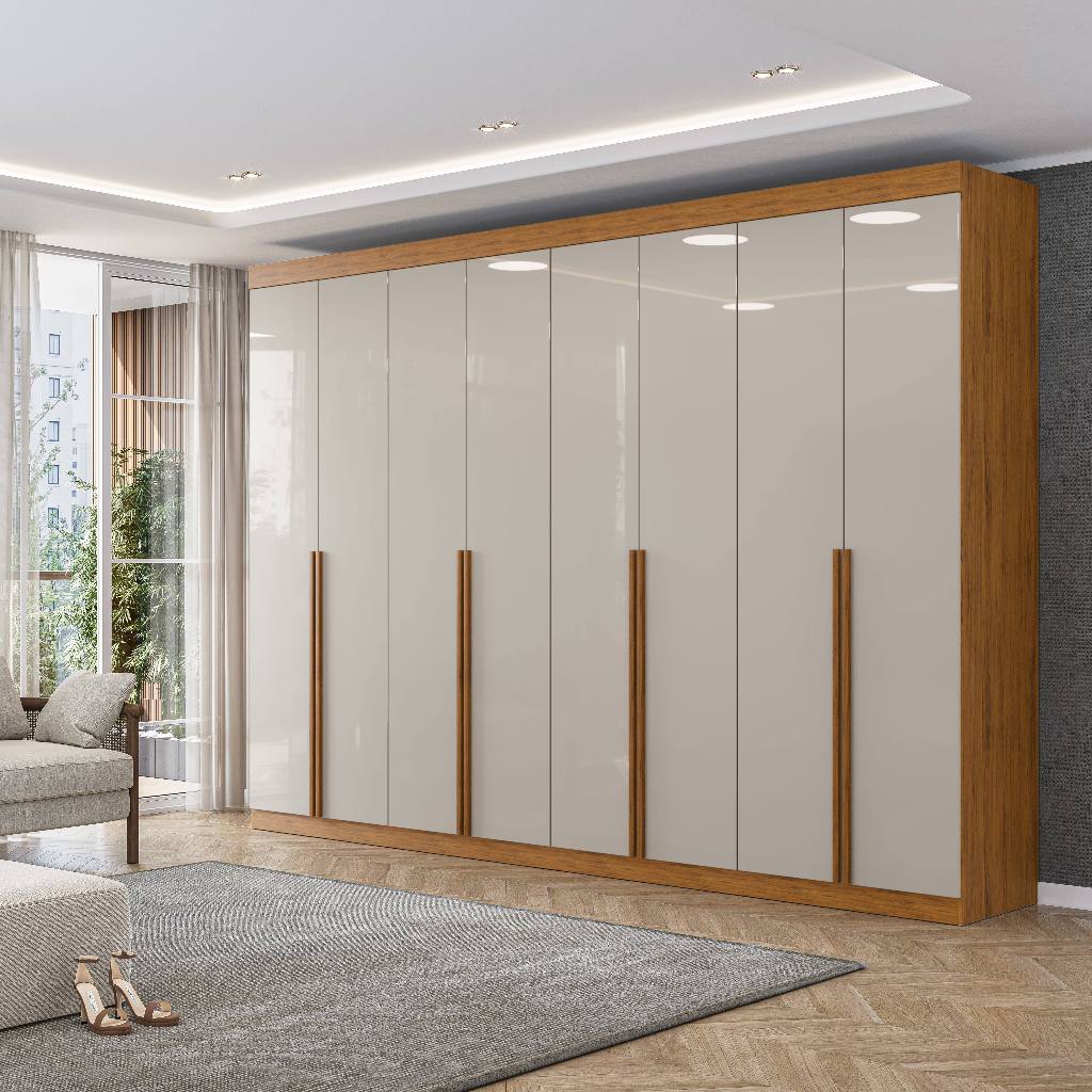 Guarda Roupa Casal 8 Portas com Puxadores em MDF – Grande, Sofisticado ...