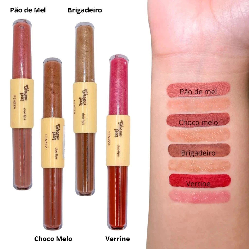 Duo Lips Choco Fun Fenzza – Batom + Gloss com Cor Intensa e Acabamento ...