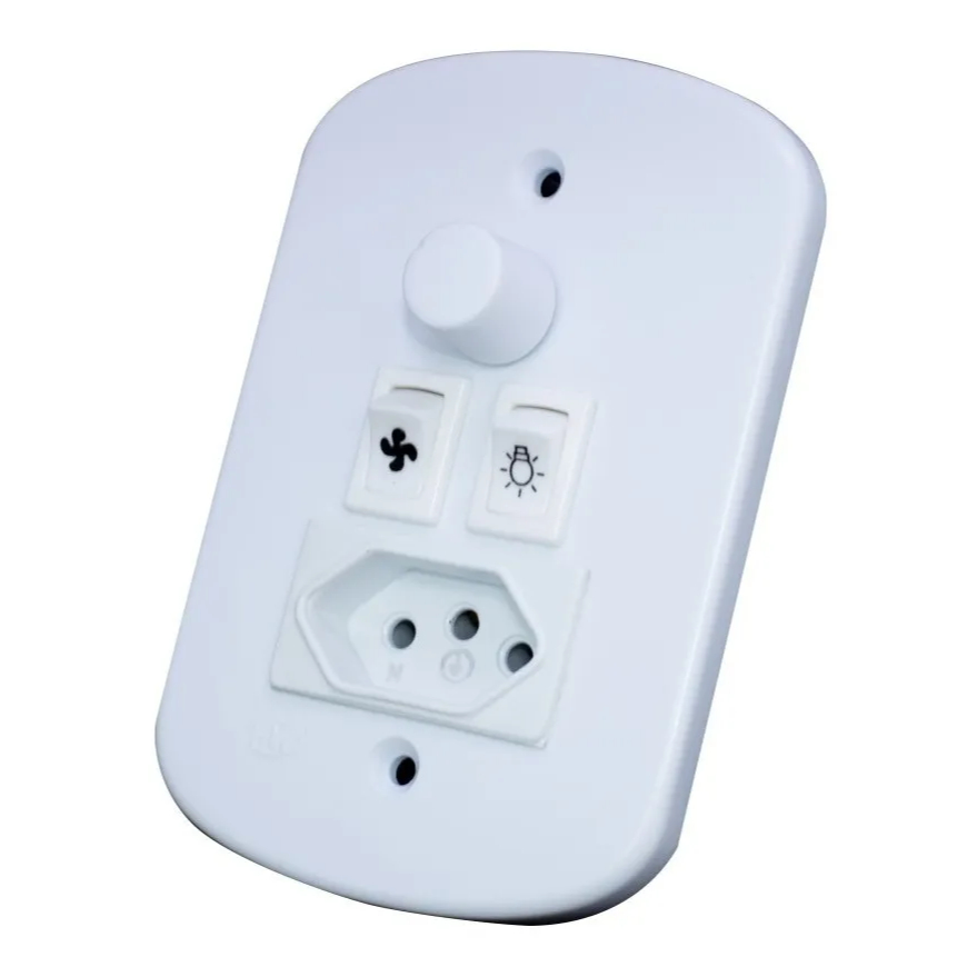 Controle Dimmer Variador Rotativo Para Ventilador Com Tomada Protegida ...