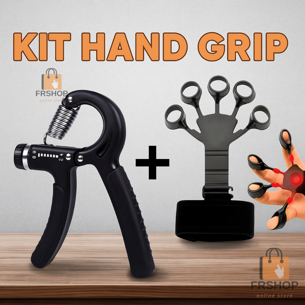 Kit Hand Grip Flexor de Dedo + Flexor de Punho Ajustável 60kg ...