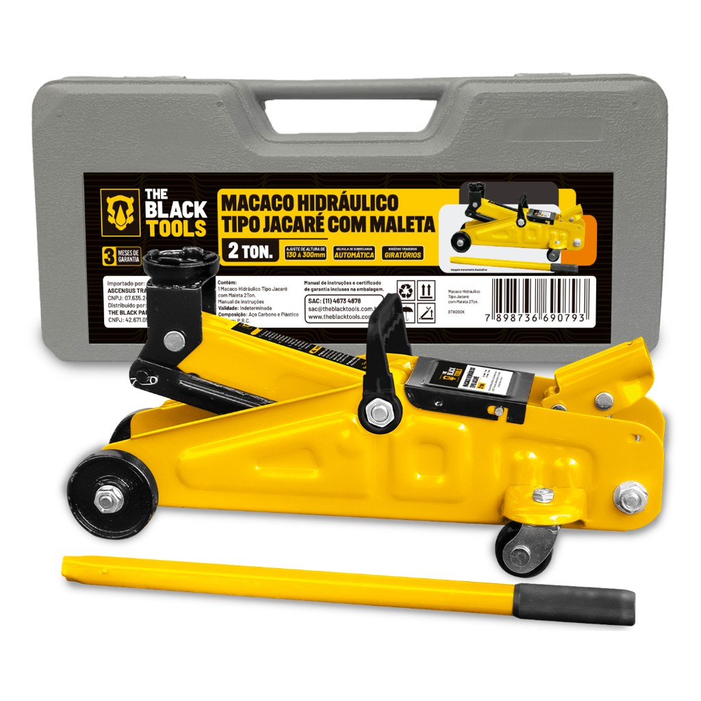 Macaco Hidraulico 2 Ton Universal Tipo Jacarezinho C/ Maleta The Black ...