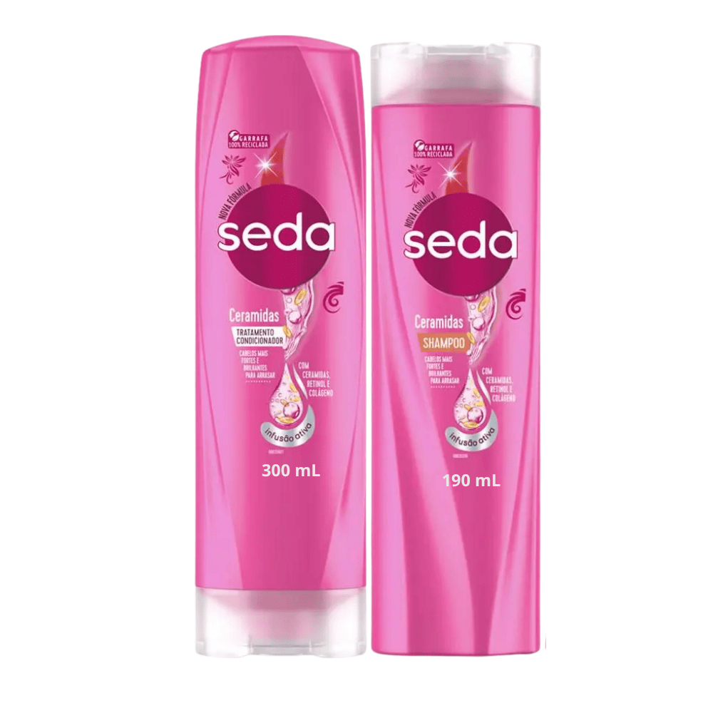 kit seda ceramidas shampoo 300ml + condicionador 190ml brilho e força ...