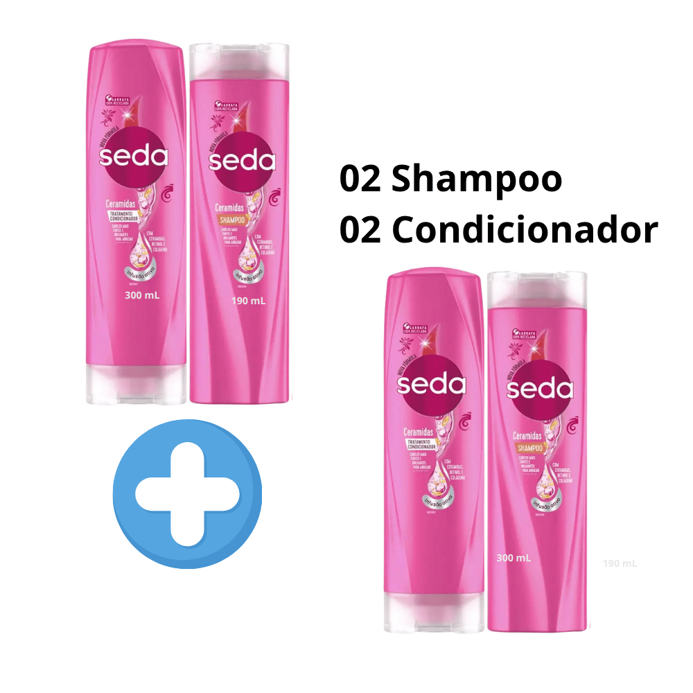 💖 Kit 2 Seda Ceramidas Shampoo 300ml + Condicionador 190ml – Brilho e ...