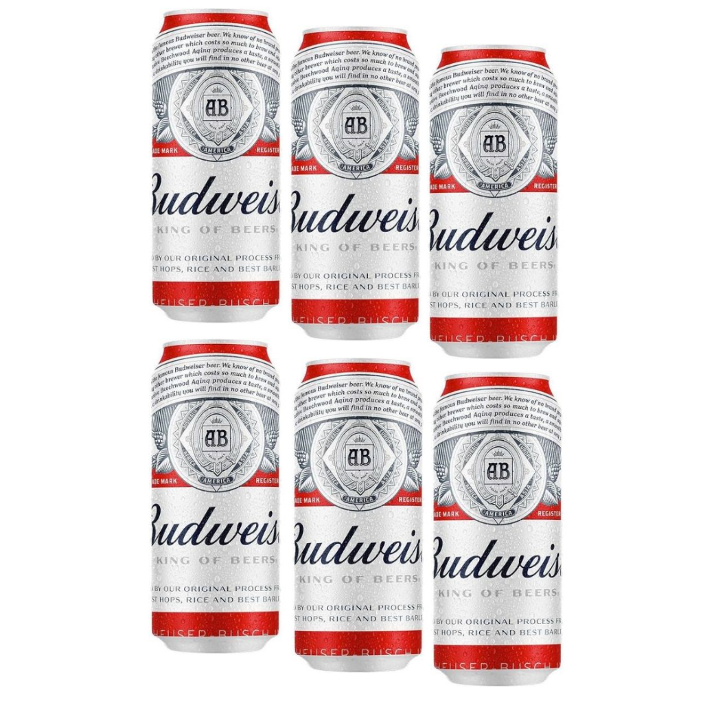 Cerveja Budweiser Latão 473ml | Pack com 6 Unidades | Puro Malte Americano | Refrescante e ...