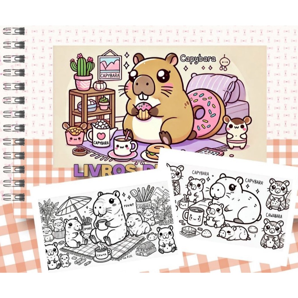 Livro de Colorir Capivara 03 - 50 desenhos - Tamanho A5 - Caderno de ...