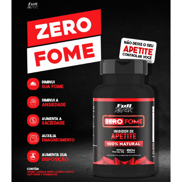 INIBIDOR DE APETITE ZERO FOME 60 CAPS - FULLBLACK | Shopee Brasil