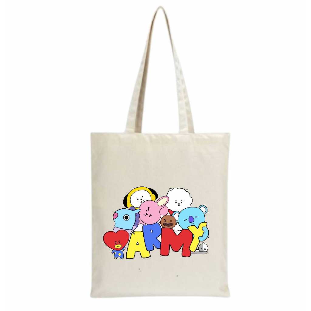 Bolsa Sacola Ecobag Ecologica algodão estampa ARMY BTS | Shopee Brasil