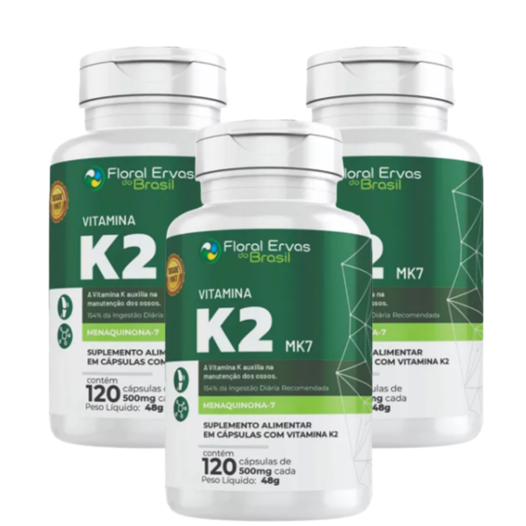 Kit 3 Suplemento Vitamina K2 Mk7 Menaquinona 120 capsulas 500mg Bem ...
