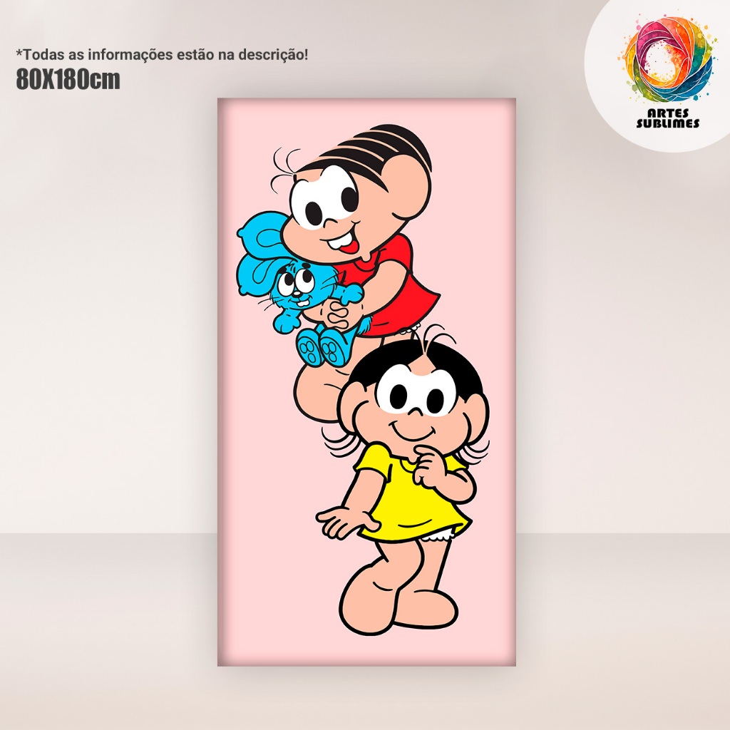 Painel Retangular Mônica e Magali Rosa Diversos C/Overlock-R1 | Shopee Brasil