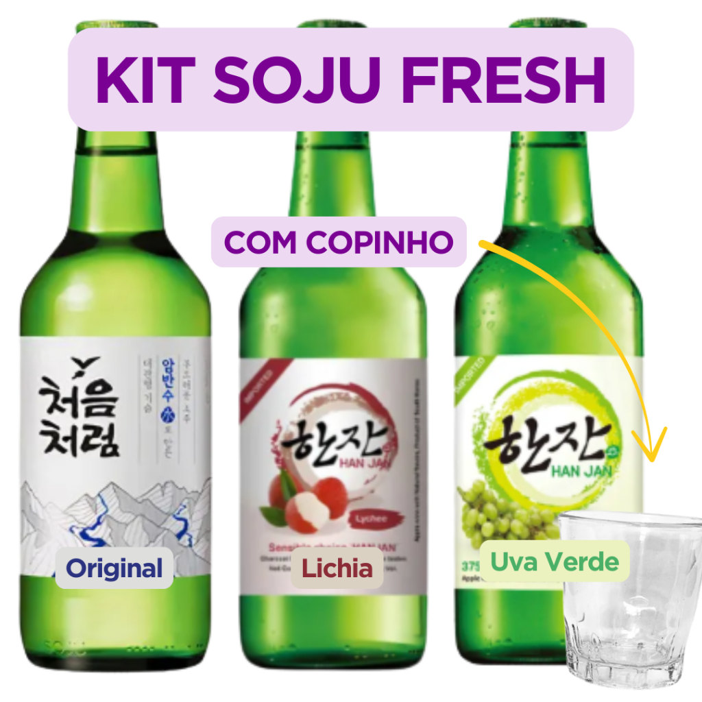KIT SOJU 1 ORIGINAL + 2 SABORIZADOS C/ COPINHO | Shopee Brasil