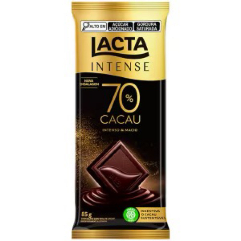 Chocolate 70% Cacau Lacta Intense Pacote 85g | Shopee Brasil