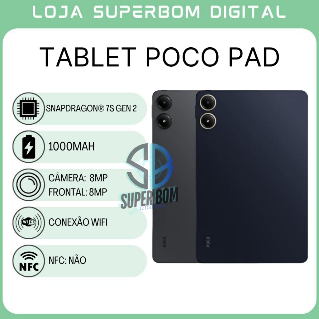 Tablet Xiaomi POCO PAD, 256GB Memória e 8GB RAM, Processador Snapdragon ...