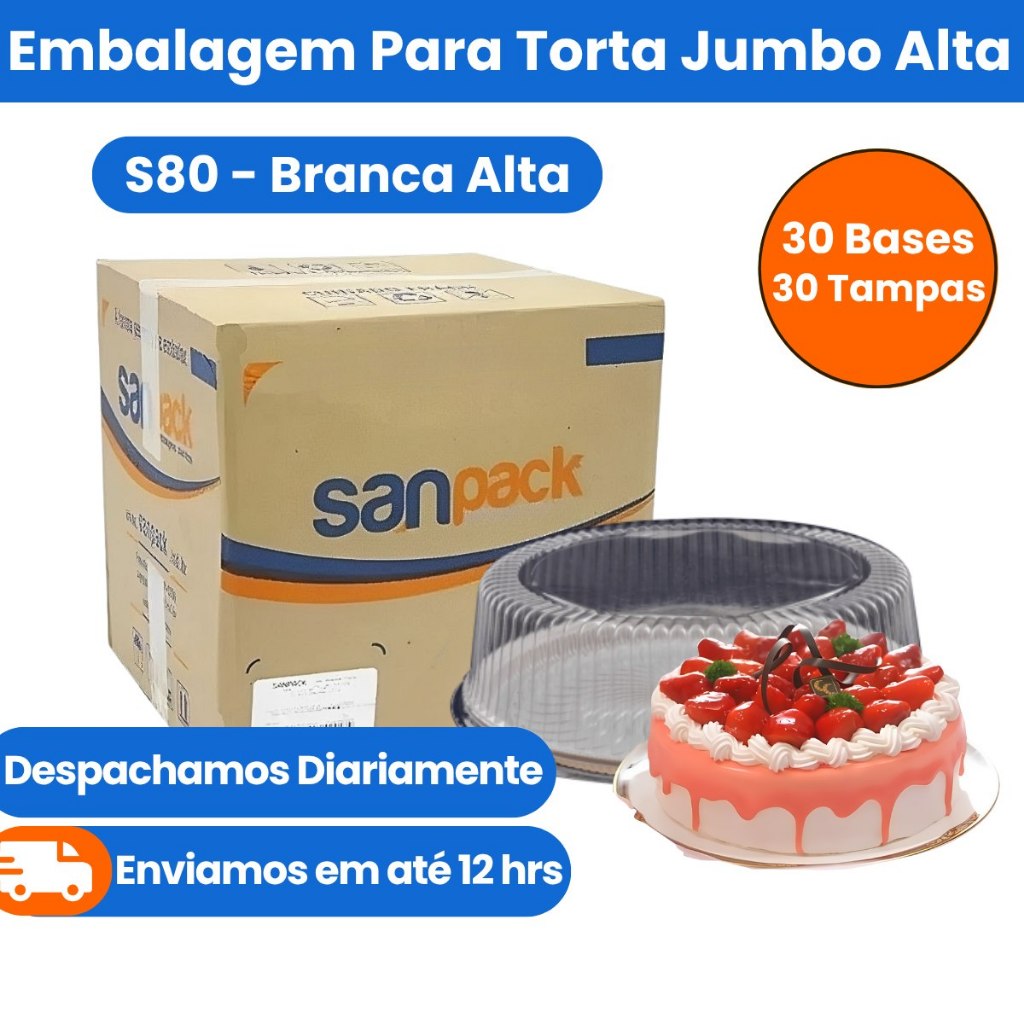 Embalagem Cx 50 Uni Forma Para Torta Jumbo Tamanho Alta Com Tampa S-80 ...