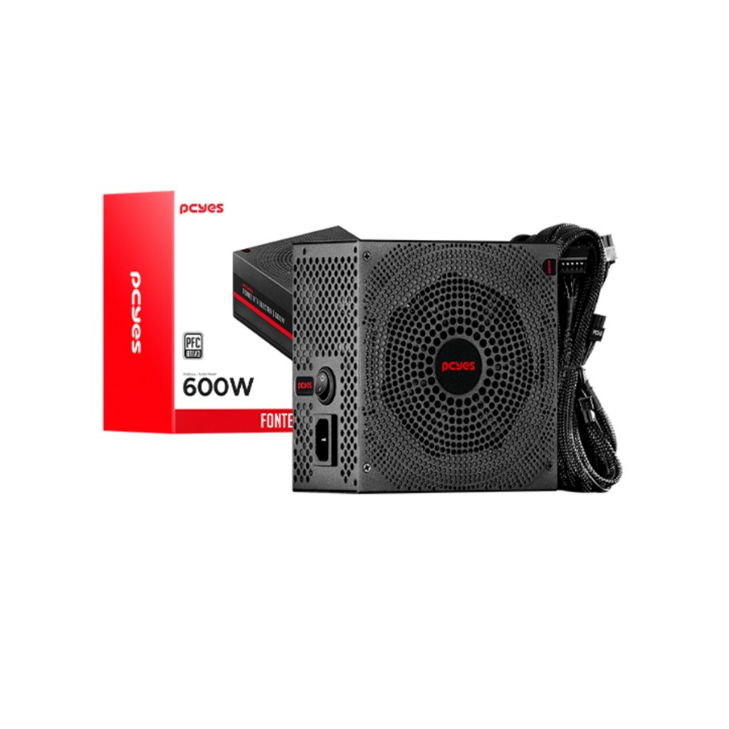 Fonte Atx Pcyes Electra 600W Pfc Ativo - Elec600W | Shopee Brasil