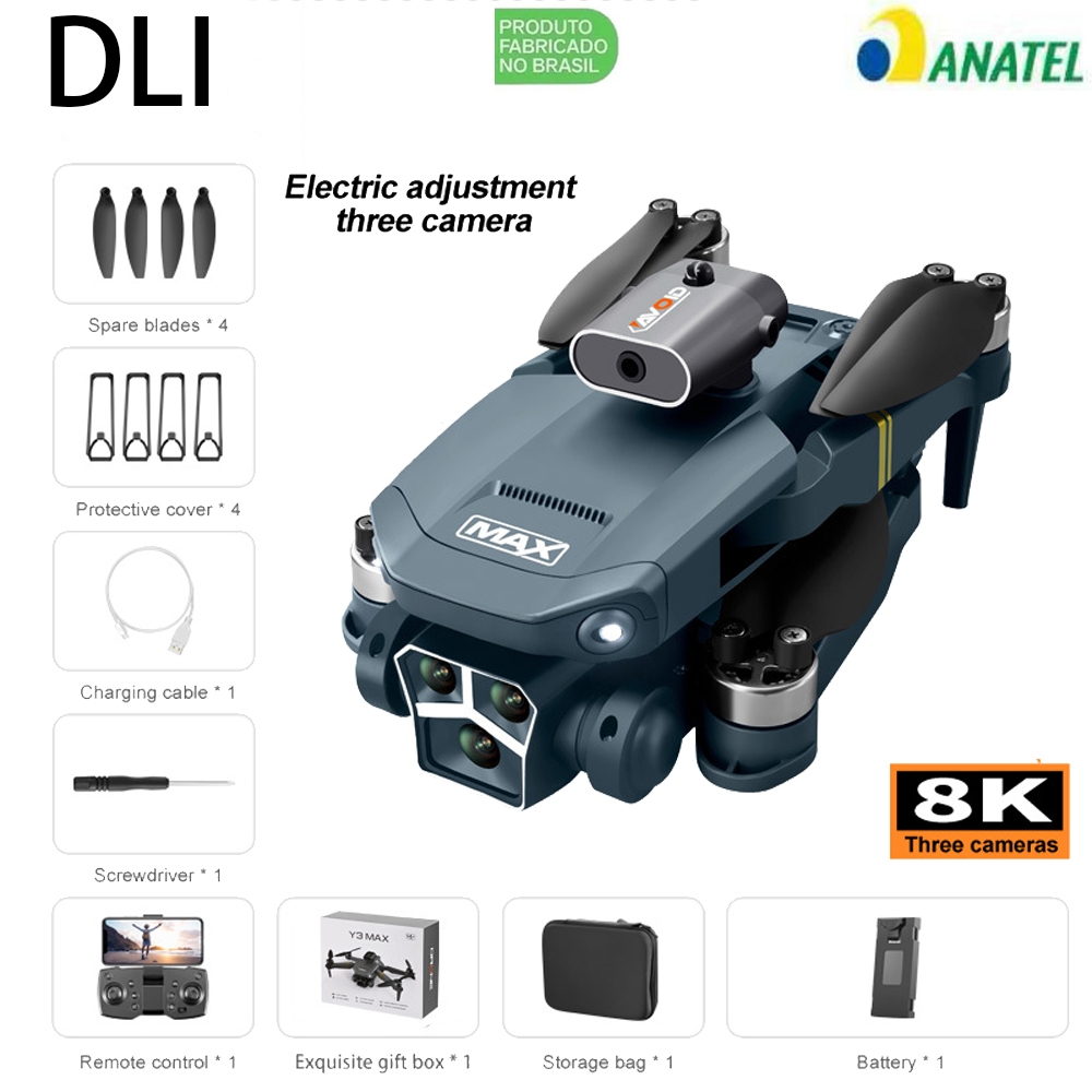 Dli Triple Camera Drone 8K Motor Sem Escovas Profissional Aérea Óptico ...