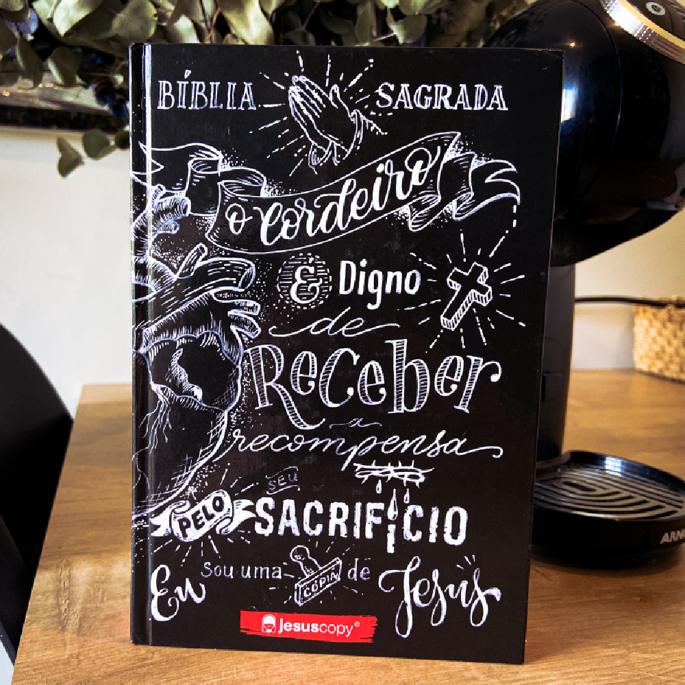 Bíblia Lettering – NVI – Capa Dura Preta com Detalhes Artísticos ...