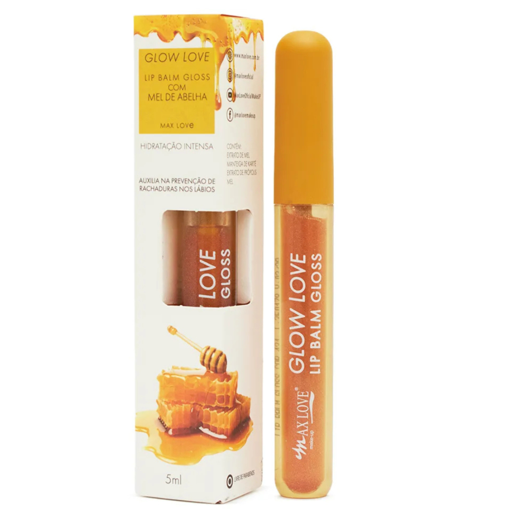 Glow Love Lip Balm e Gloss com Mel de Abelha - Max Love | Shopee Brasil