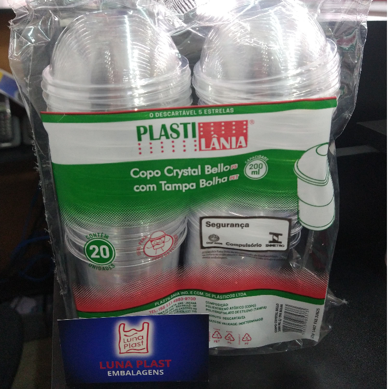 Copo Plastilânia C/Tampa Bolha 150 ML - 200 ML - 250 ML - 300 ML - 440 ML C/20 | Shopee Brasil