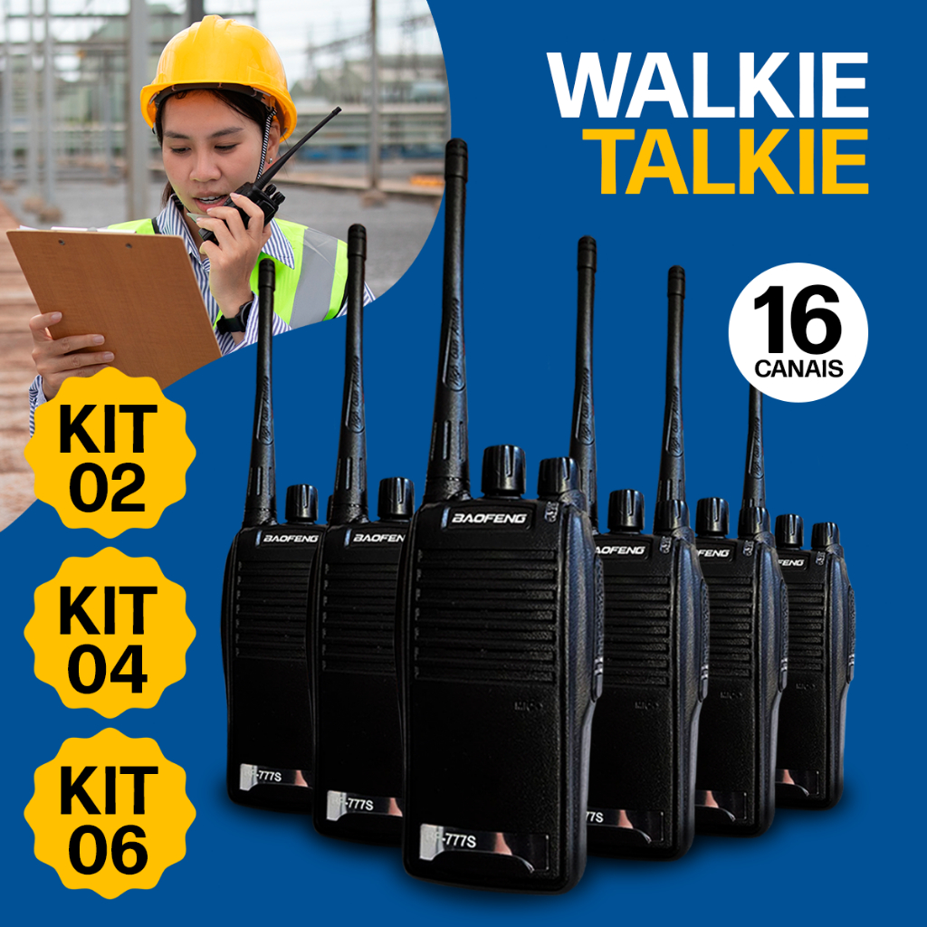 Kit 6/4/2 Rádio Walk Talk Radio Comunicador Baofeng 777s 16 Canais ...