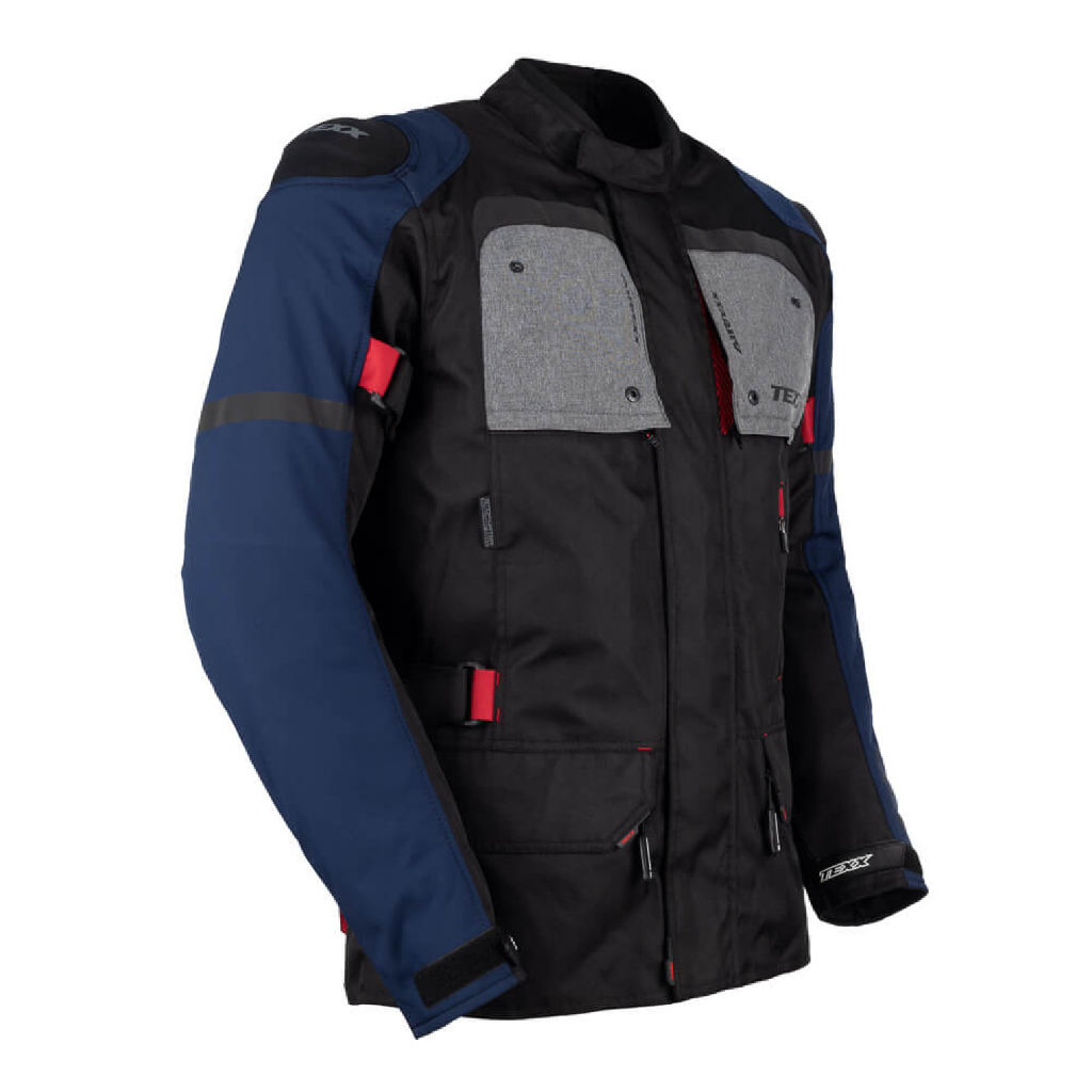 JAQUETA MOTO TEXX ARMOR MASCULINO PRETO AZUL VERMELHO CINZA | Shopee Brasil