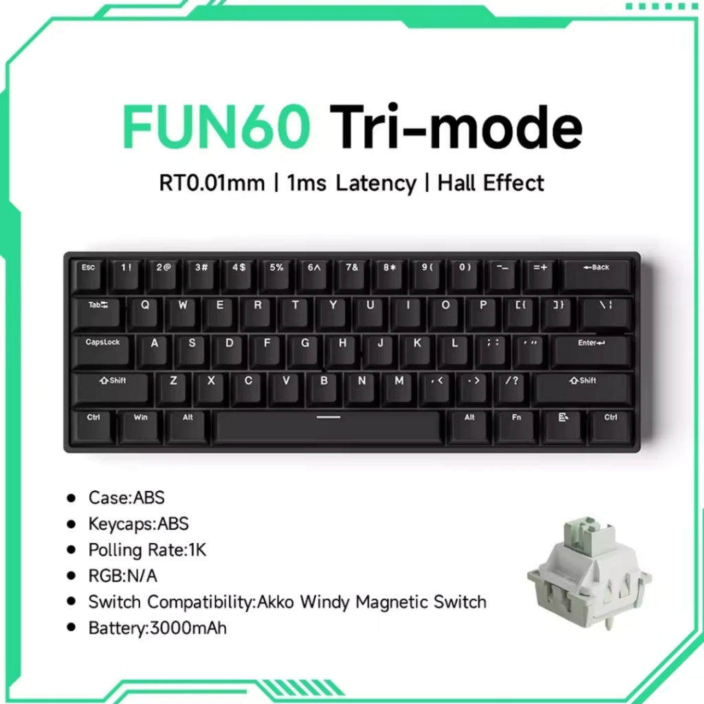 Teclado Gamer FUN60 Tri-mode | Shopee Brasil