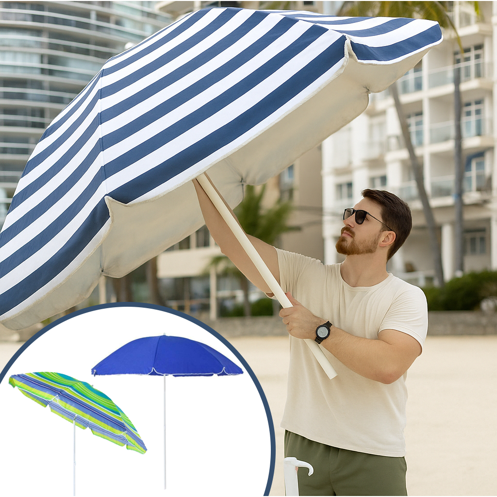 Guarda-Sol Grande com Proteção UV 50+ Regulável Articulável Praia ...