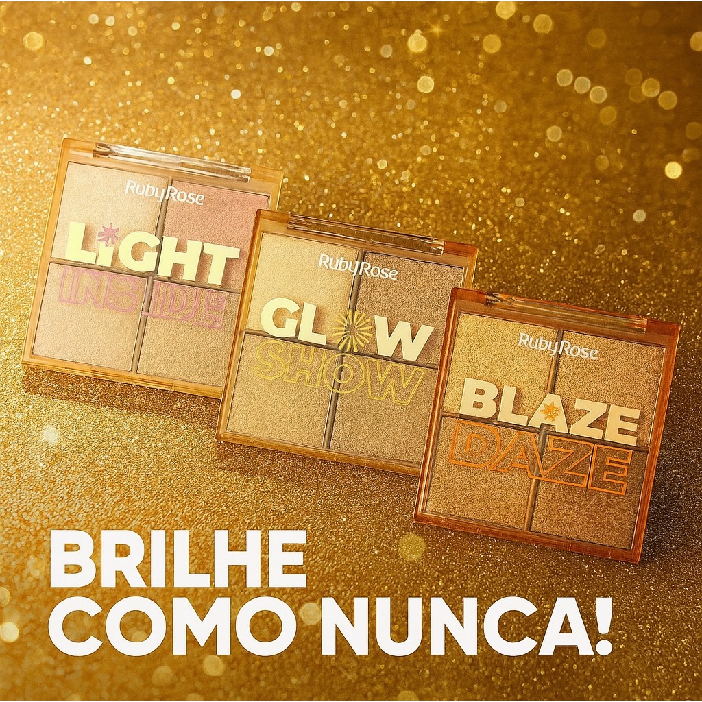 Paleta Iluminadora Ruby Rose Blaze Daze – Glow Dourado & Bronze 4 Tons | Shopee Brasil