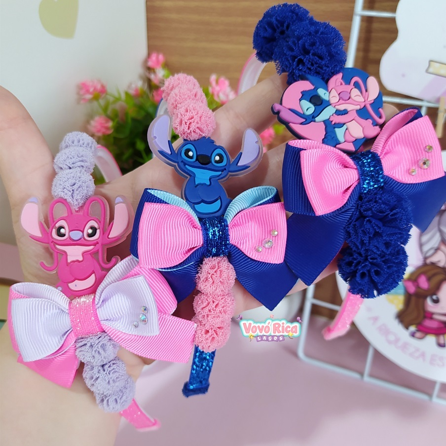 Tiara com laço do Stitch e Angel | Shopee Brasil
