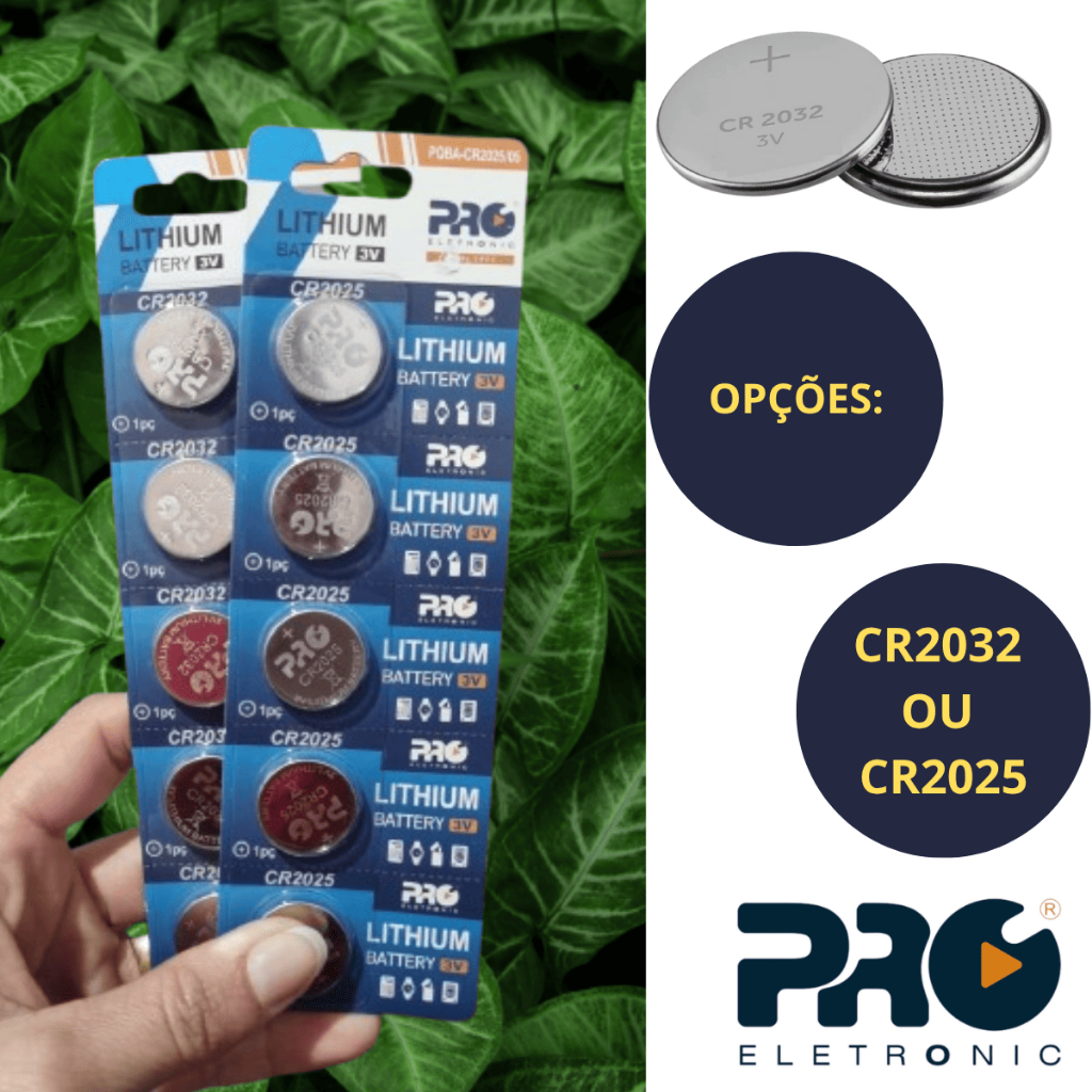 Bateria CR2032 e CR2025 3V ProEletronic Cartela C/5 Pilha Moeda Botão Original Para Controle ...