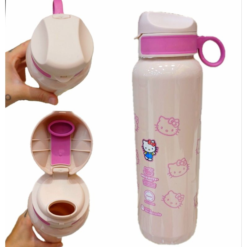 garrafa de agua squeeze feminina delicada hello kit 1000ml academia passeio corrida viagem ...