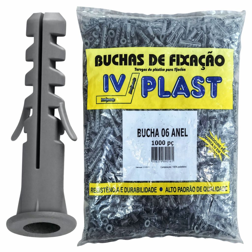 Bucha S06 Plástica com Anel • 1000 Peças | Shopee Brasil