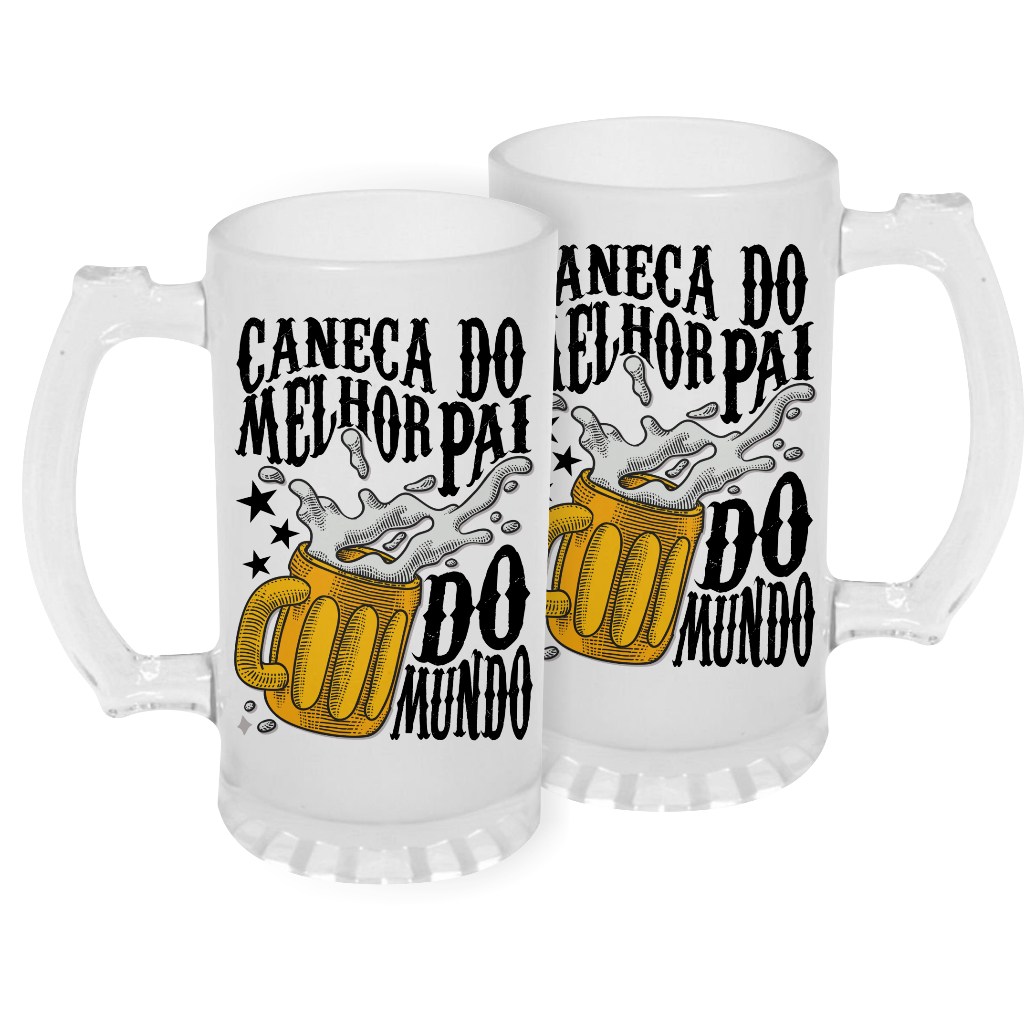 CANECA DE CHOPP 475ML DIA DOS PAIS CANECA DO MELHOR PAI DO MUNDO R7324 VIDRO JATEADO | Shopee Brasil