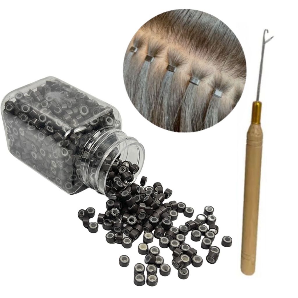 Kit Mega Hair Microlink 1000un. Com Silicone + Agulha Aplicação ...