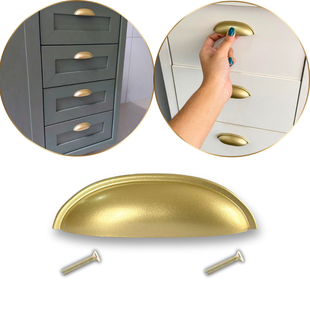 Kit 15 Puxador para Móveis Modelo Concha Dourado Fosco, Alta Qualidade ...