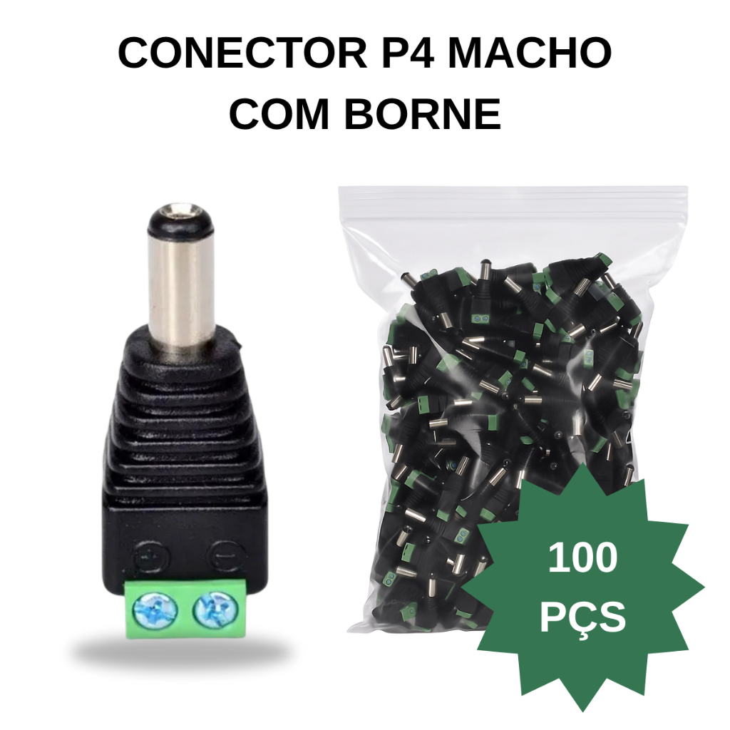 Conector P4 Macho Com Borne Pacote 100 Unidades | Shopee Brasil