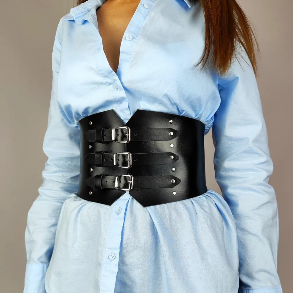Cinta Corset Espartilho Dominus Corpete Couro Gótico | Shopee Brasil