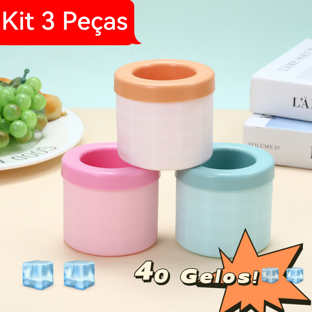 Kit 3 Mini Balde Forma De 40 Gelo Em Silicone Ice Magic Cube Compacto ...