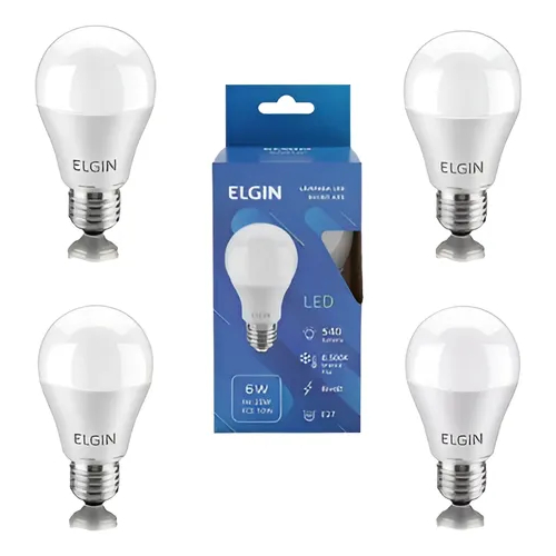 Kit 5 Lâmpadas Bulbo Led Elgin 6w Bivolt 6500k Branco-frio | Shopee Brasil