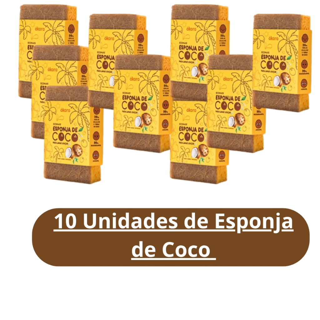 Kit 10 Esponjas de fibra de coco e celulose biodegradável bucha ...
