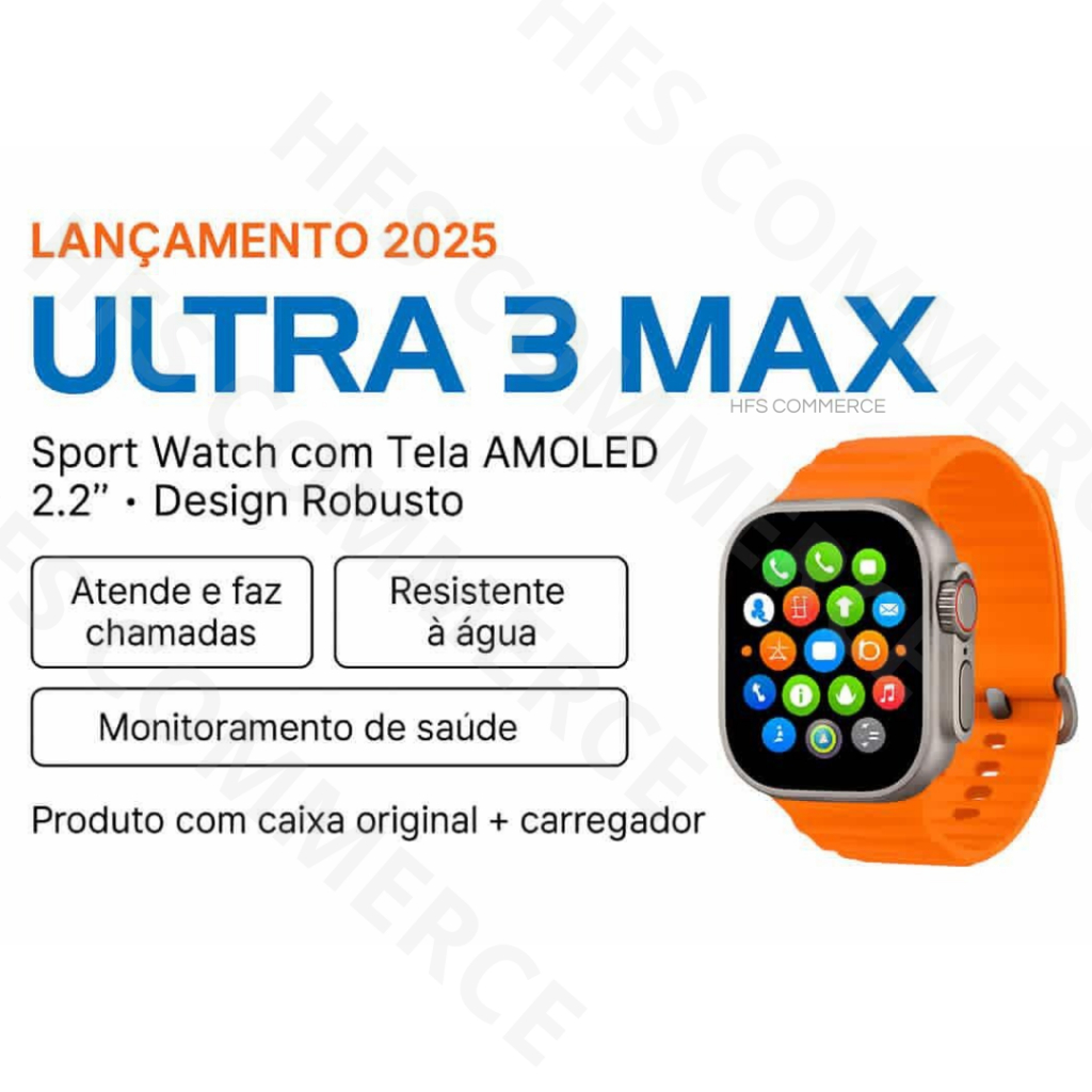 Novo Watch 10 Ultra 3 MAX Series 10 Relógio Inteligente Masculino ...
