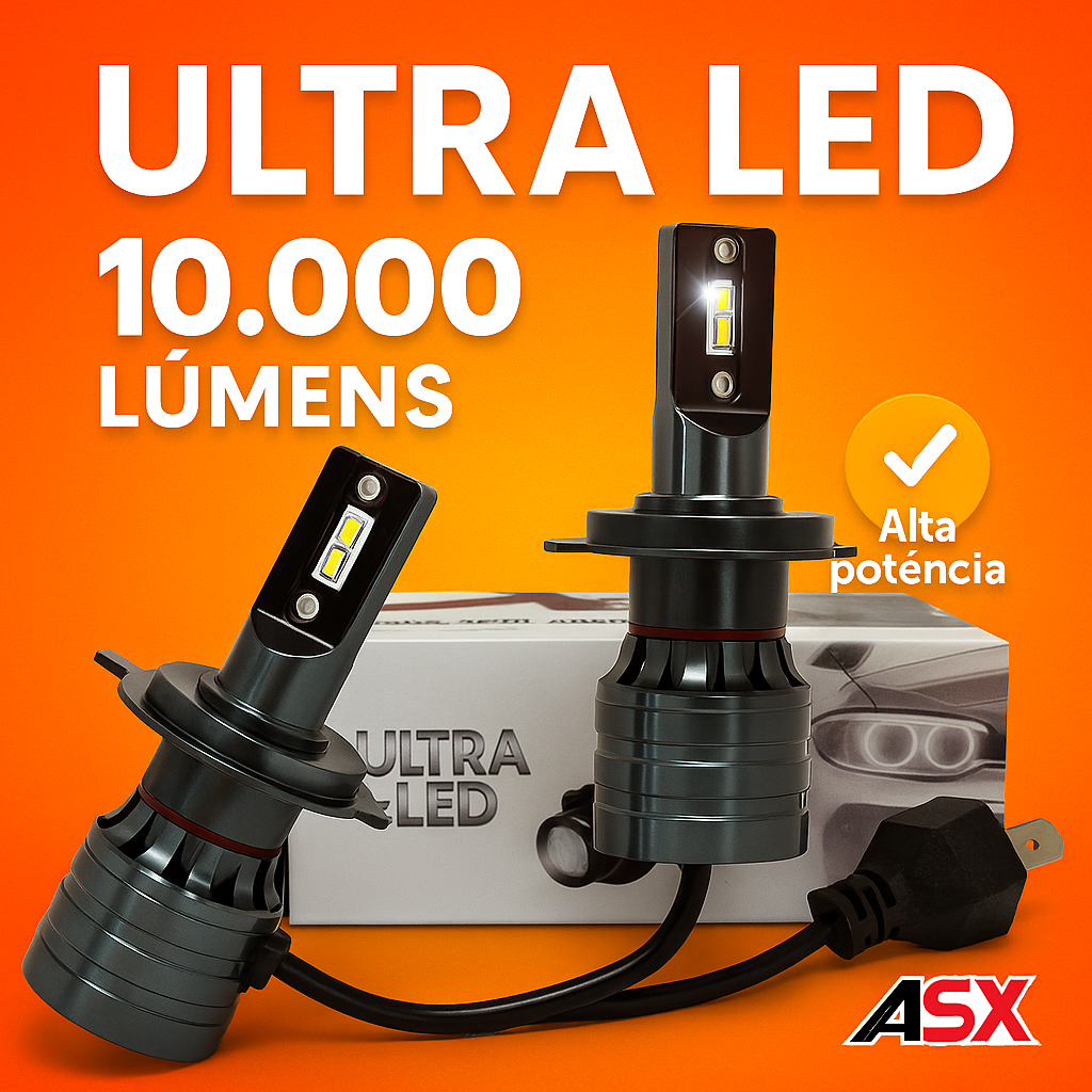 Led Lâmpadas Farol de carro Asx 10000Lm Ultra Led 6000K H1 H3 H4 H7 H11 HB3(9005) HB4(9006) H16 ...