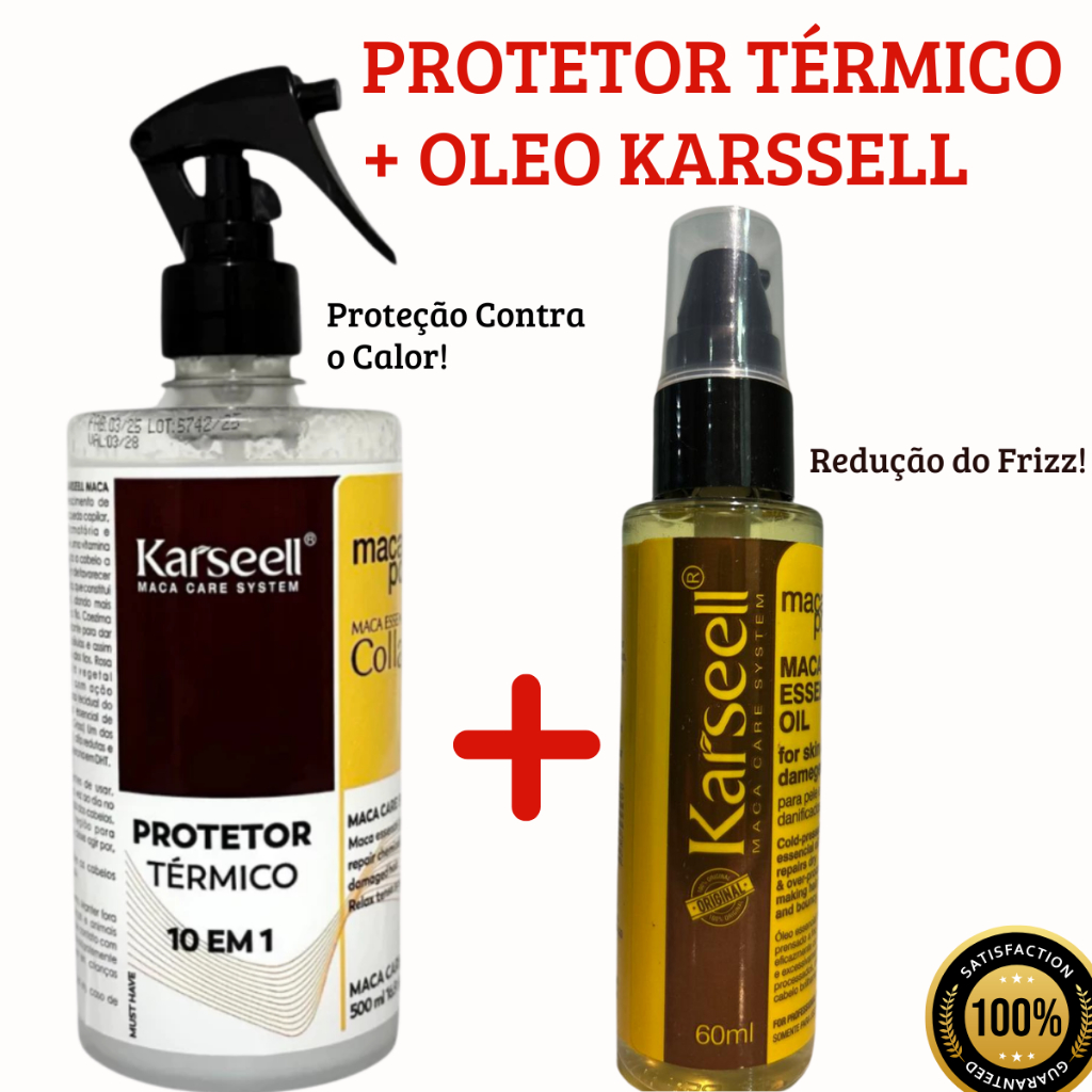 Karseell KIT Protetor Térmico 10 Em 1 500ml + Óleo Karseell Maca Essence 60ML | Shopee Brasil