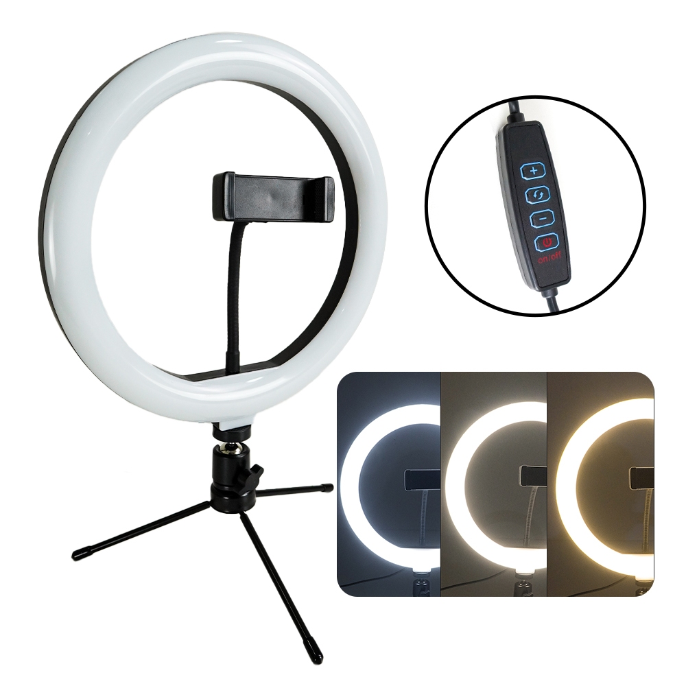 Ring Light 10 polegadas Com Tripé de Mesa e Suporte de Celular | Shopee Brasil