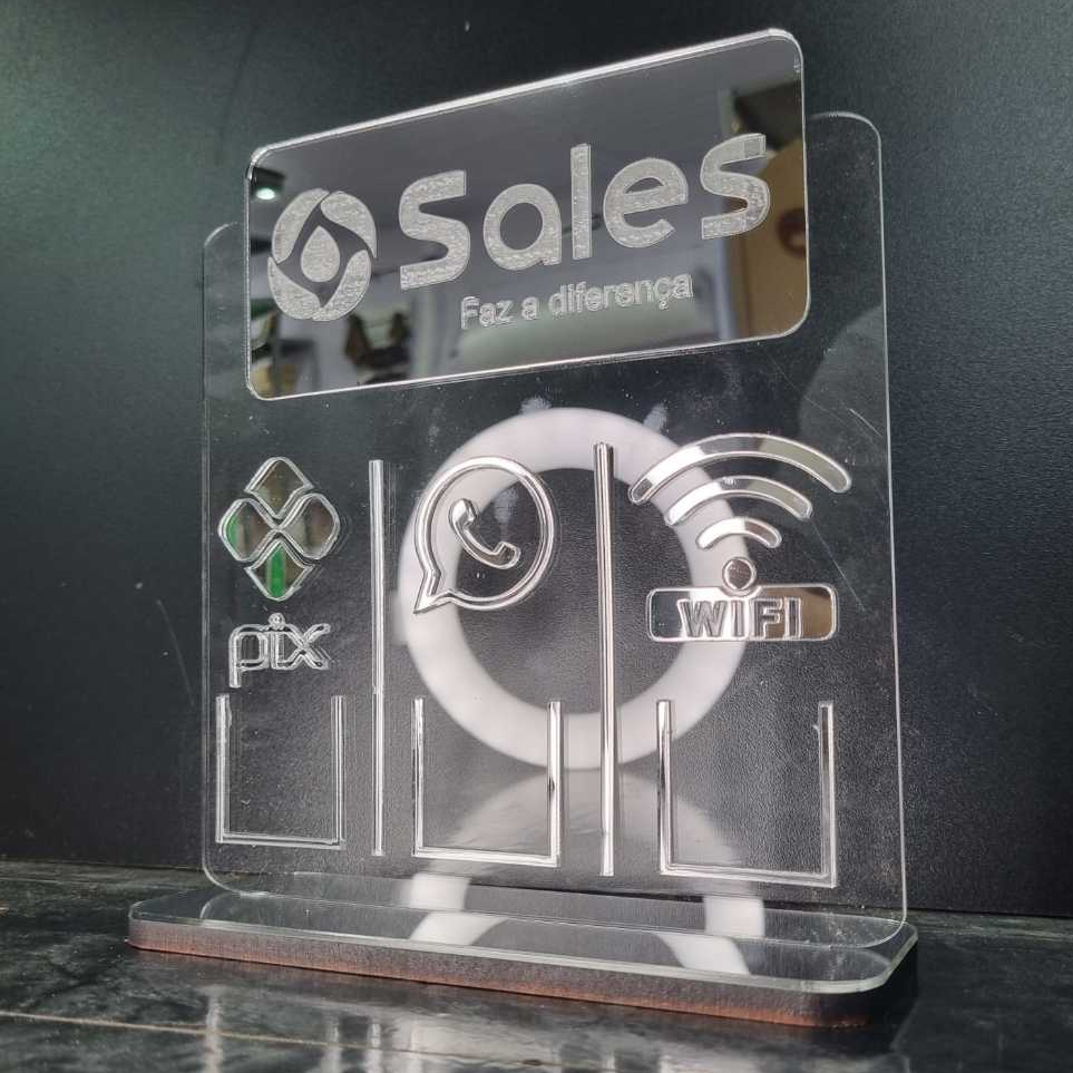 Placa Pix 3QR code PERSONALIZADO COM SUA LOGO em acrilico cristal ...