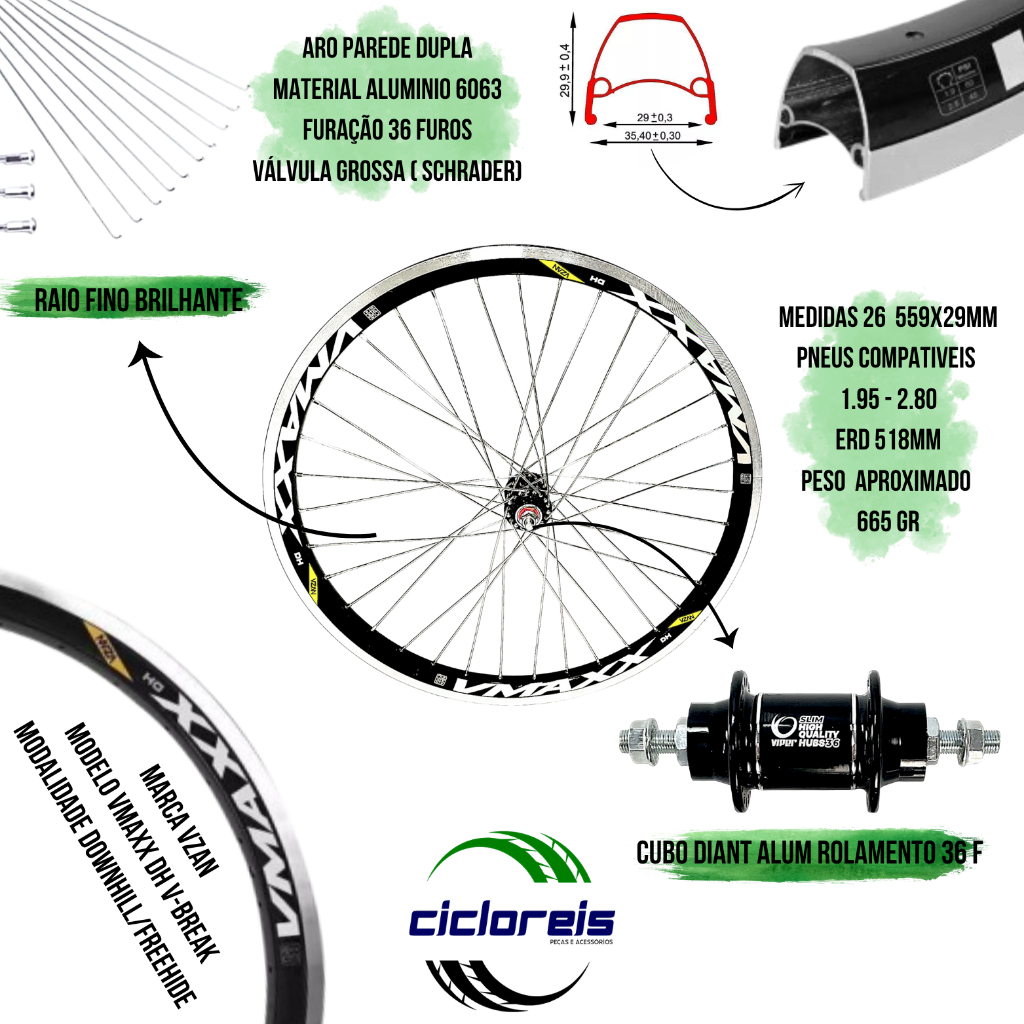 Roda Dianteira Vmaxx para Freio V-Brake – Aro 26 Alumínio | Shopee Brasil