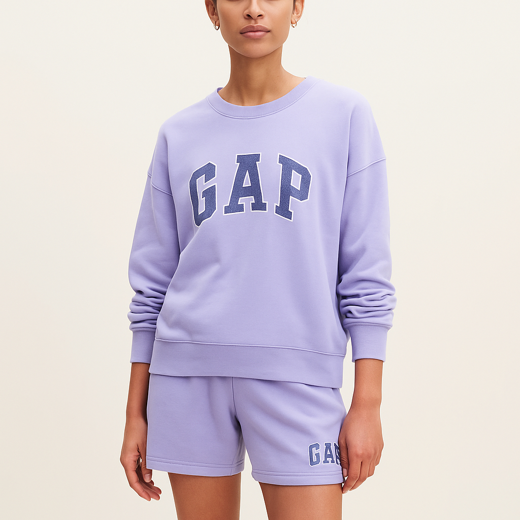 Moletom Gap Logo Conjunto Blusa + Shorts Feminino Adulto Lilás Tamanho ...