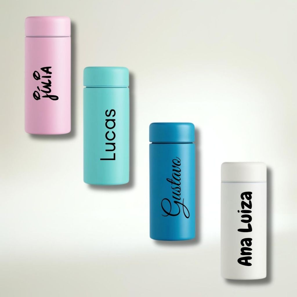 Garrafa Personalizada Térmica Mini 200ml Resistente Durável Colorida ...